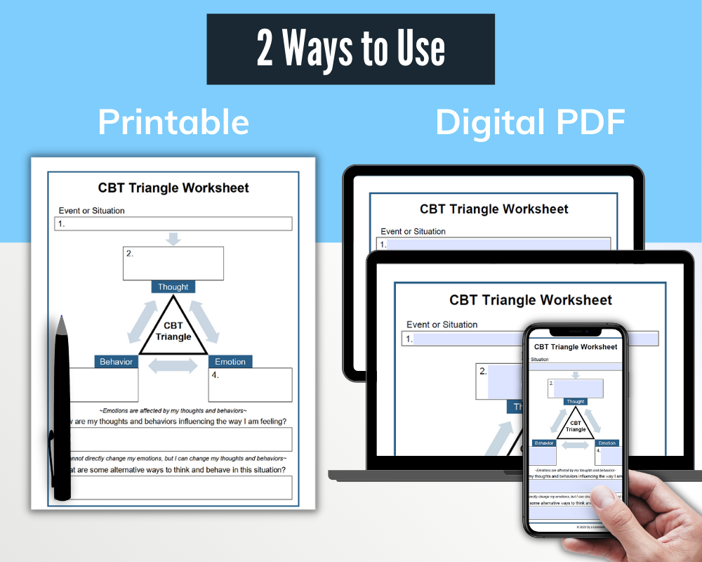 CBT Triangle Worksheet (PDF) - Therapists Market