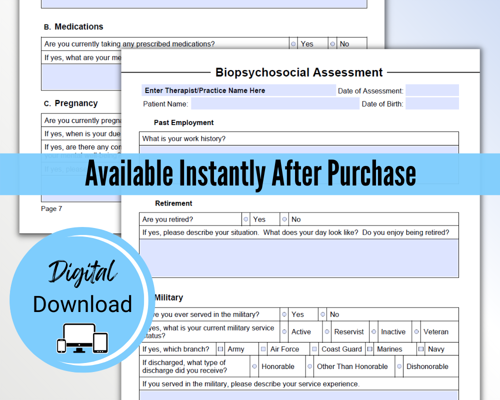 Biopsychosocial Assessment Template PDF with 3 CBT Bonuses
