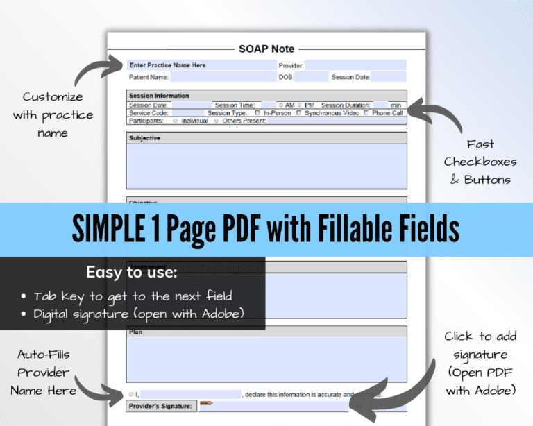 Simple SOAP Note Template by a Licensed Therapist
