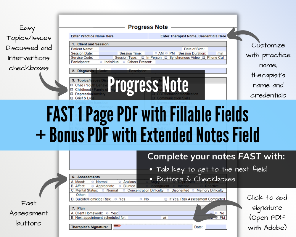 Therapy Practice NOTES Template Bundle PDF