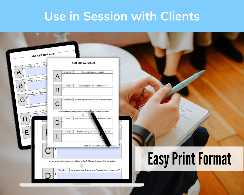 ABC CBT Worksheet (Fillable PDF) - Therapists Market ABC CBT Worksheet (Fillable PDF) - Therapists Market