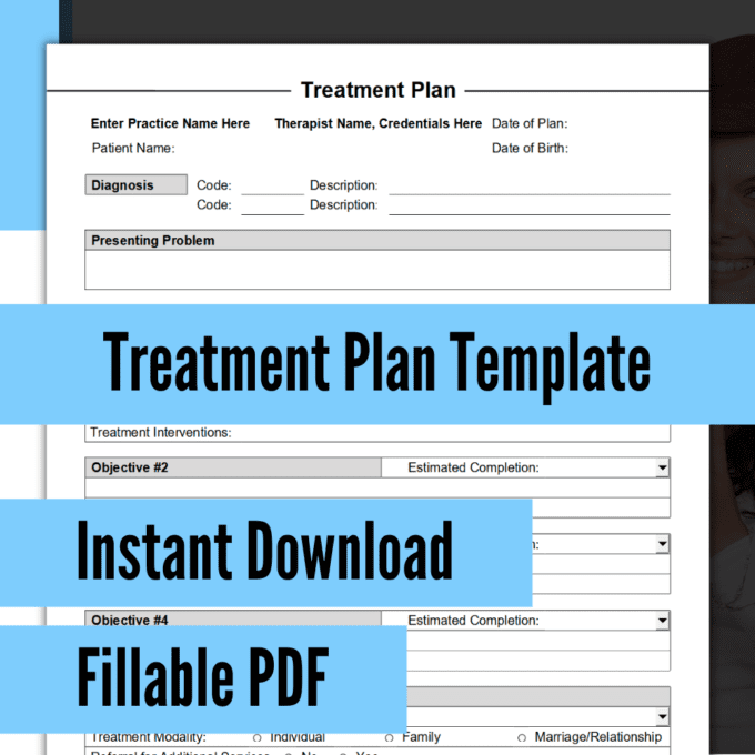 Treatment Plan Template PDF for Counseling (Fillable Fields ...